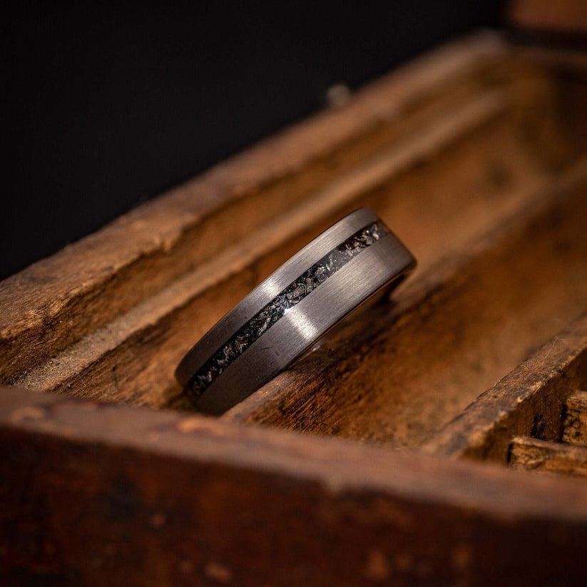 SILVER METEORITE RING, Meteorite Wedding Ring, Real Meteorite Ring, Me ...